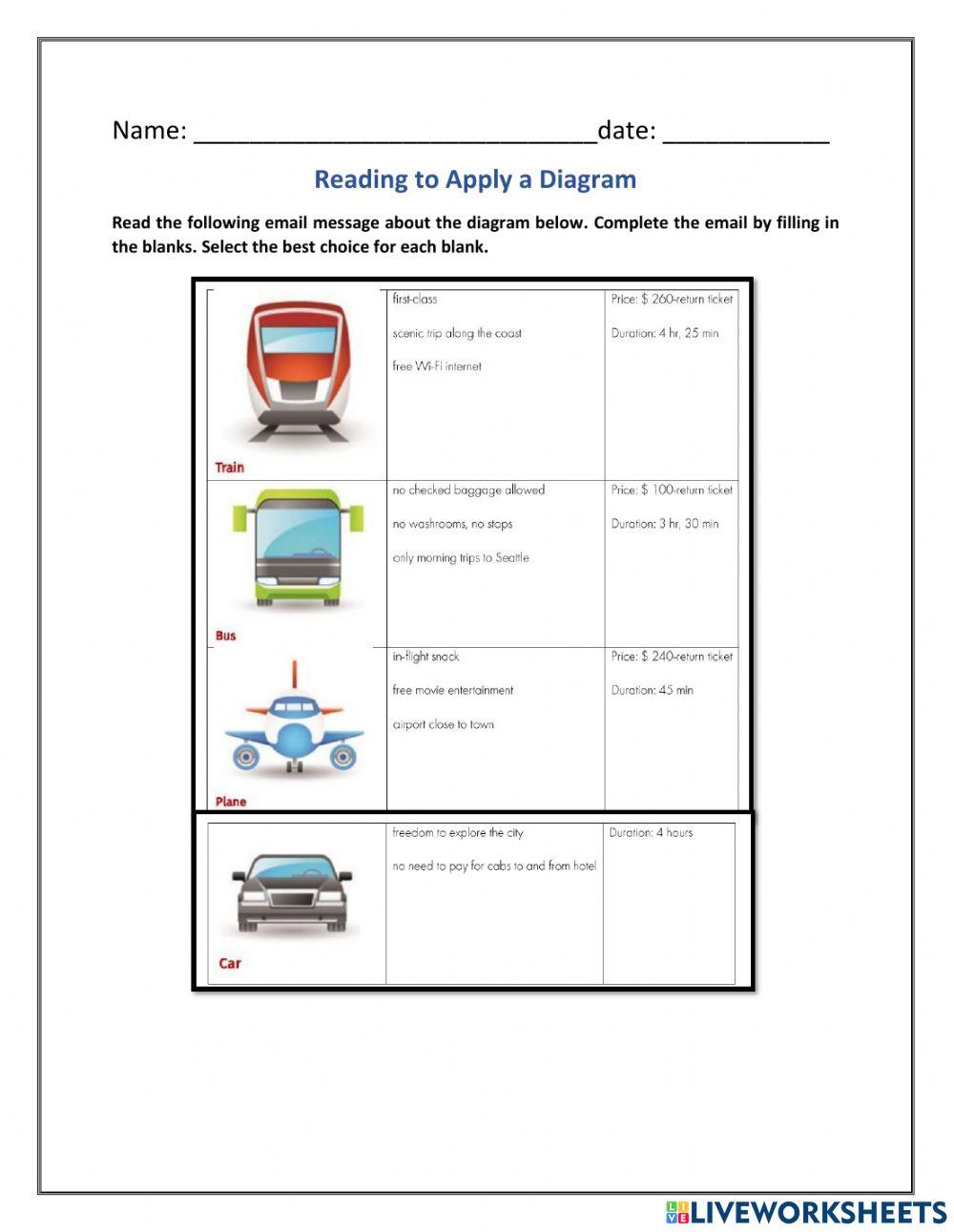 Reading to Apply a Diagram worksheet | Live Worksheets