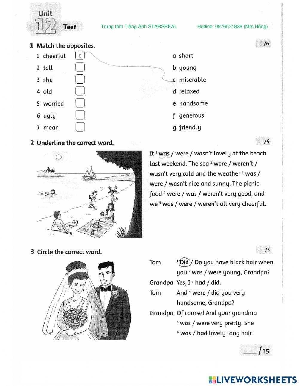 Unit 12 exercise for 3 | Live Worksheets