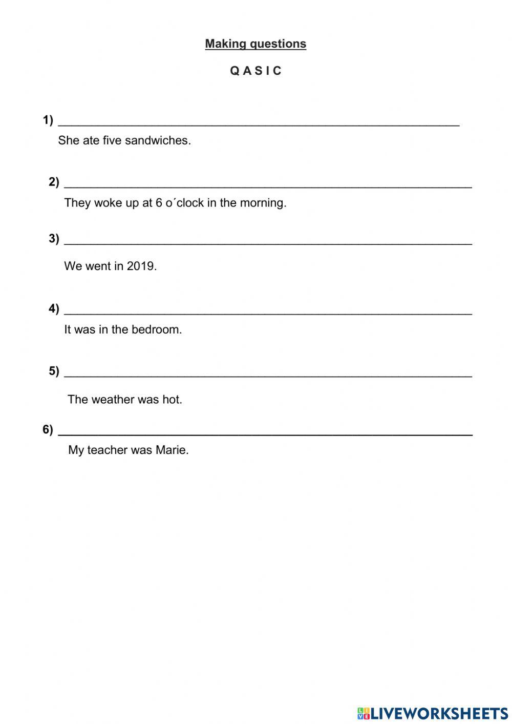 Making question | Free Interactive Worksheets | 2144353