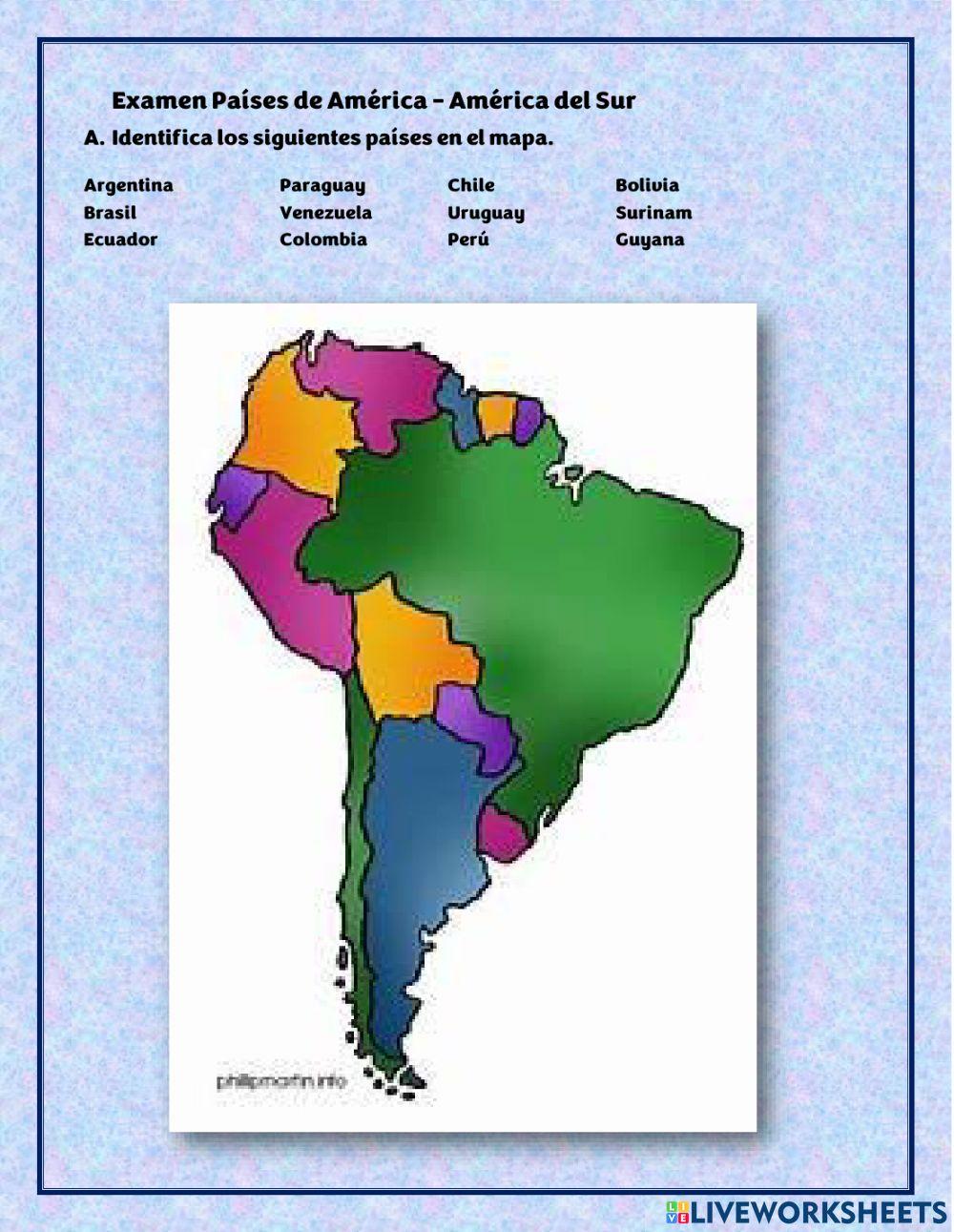 Países de Améri… | Free Interactive Worksheets | 2144594