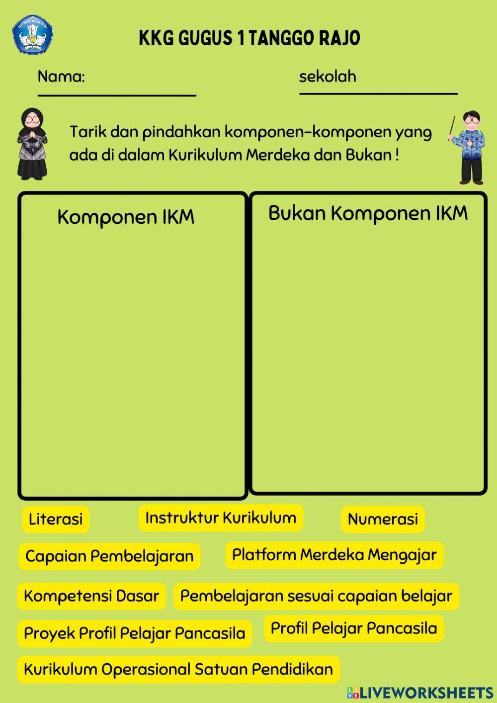 Komponen IKM worksheet | Live Worksheets