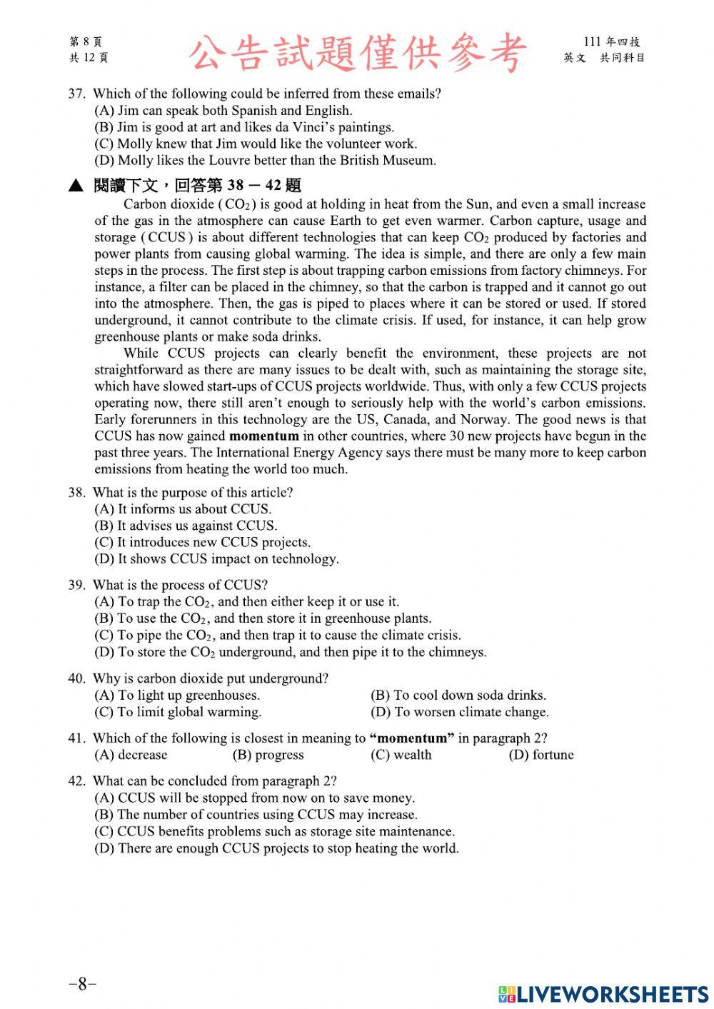 111統 worksheet | Live Worksheets