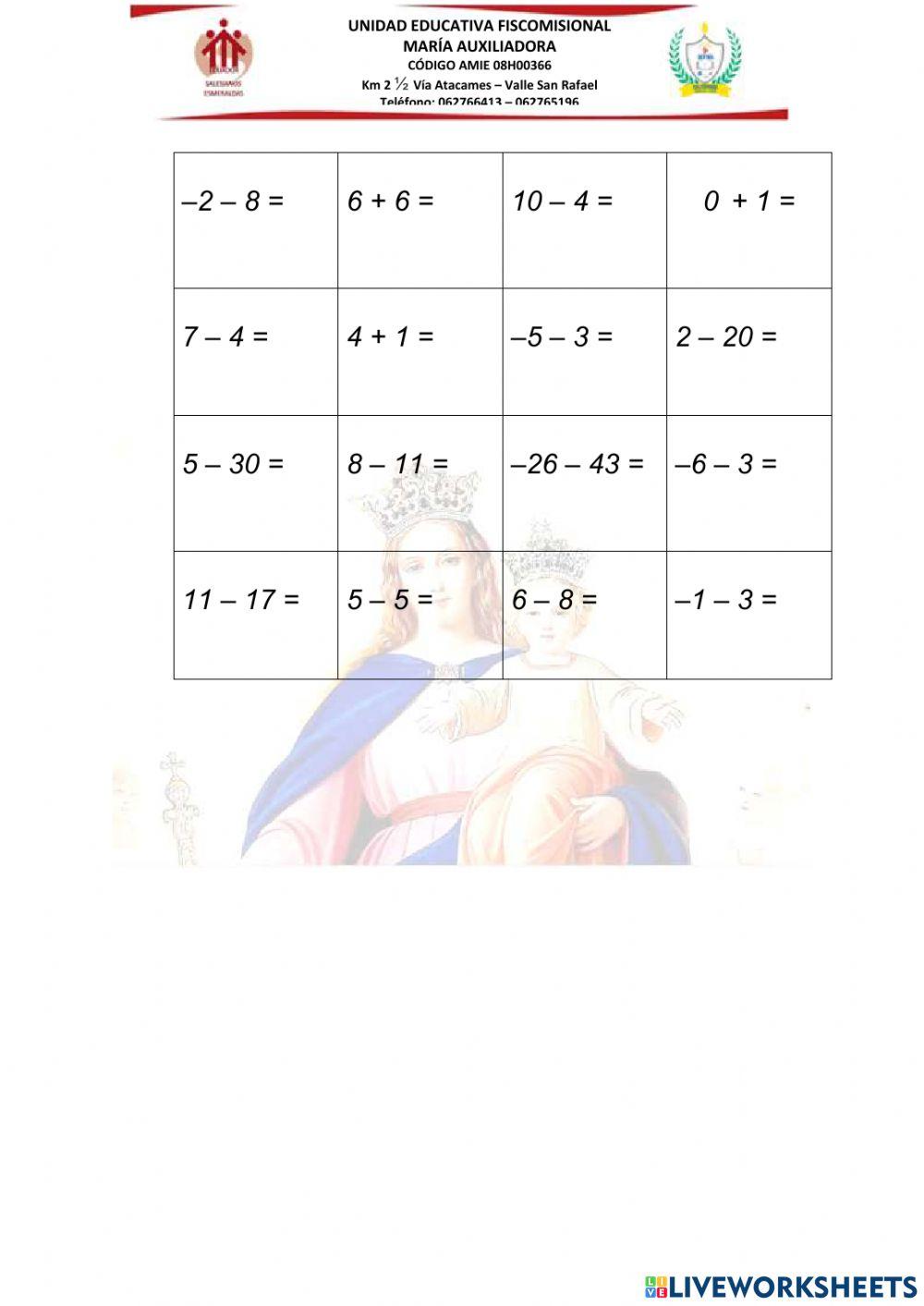 EXAMEN DE MATEM… | Free Interactive Worksheets | 3632283