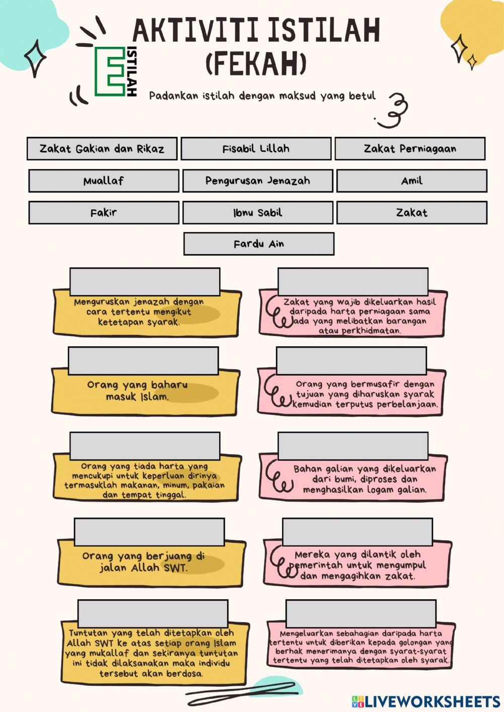 istilah fekah worksheet | Live Worksheets