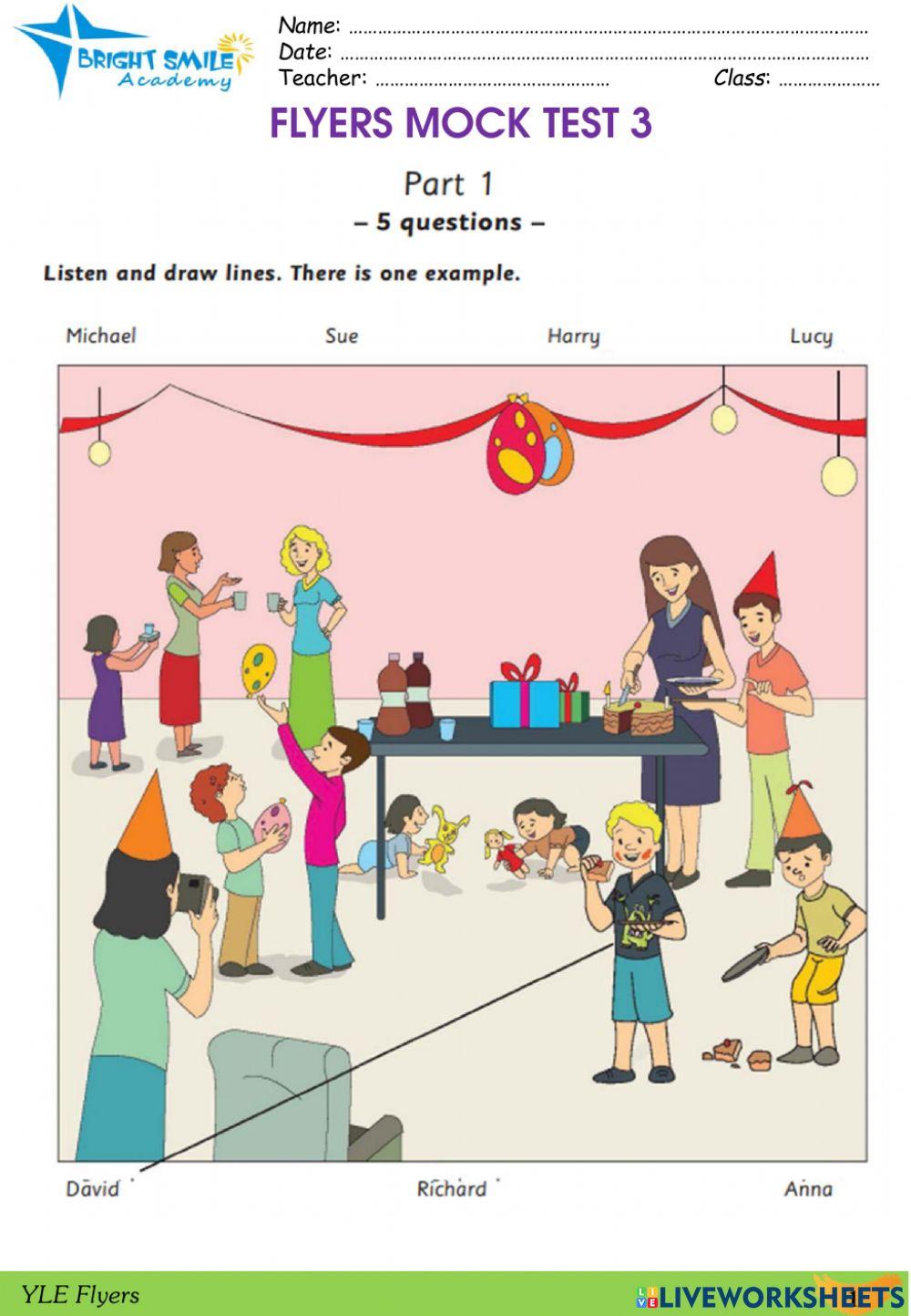 FLYERS MOCK TEST 3 - LISTENING 2433650 | Bright_Smile