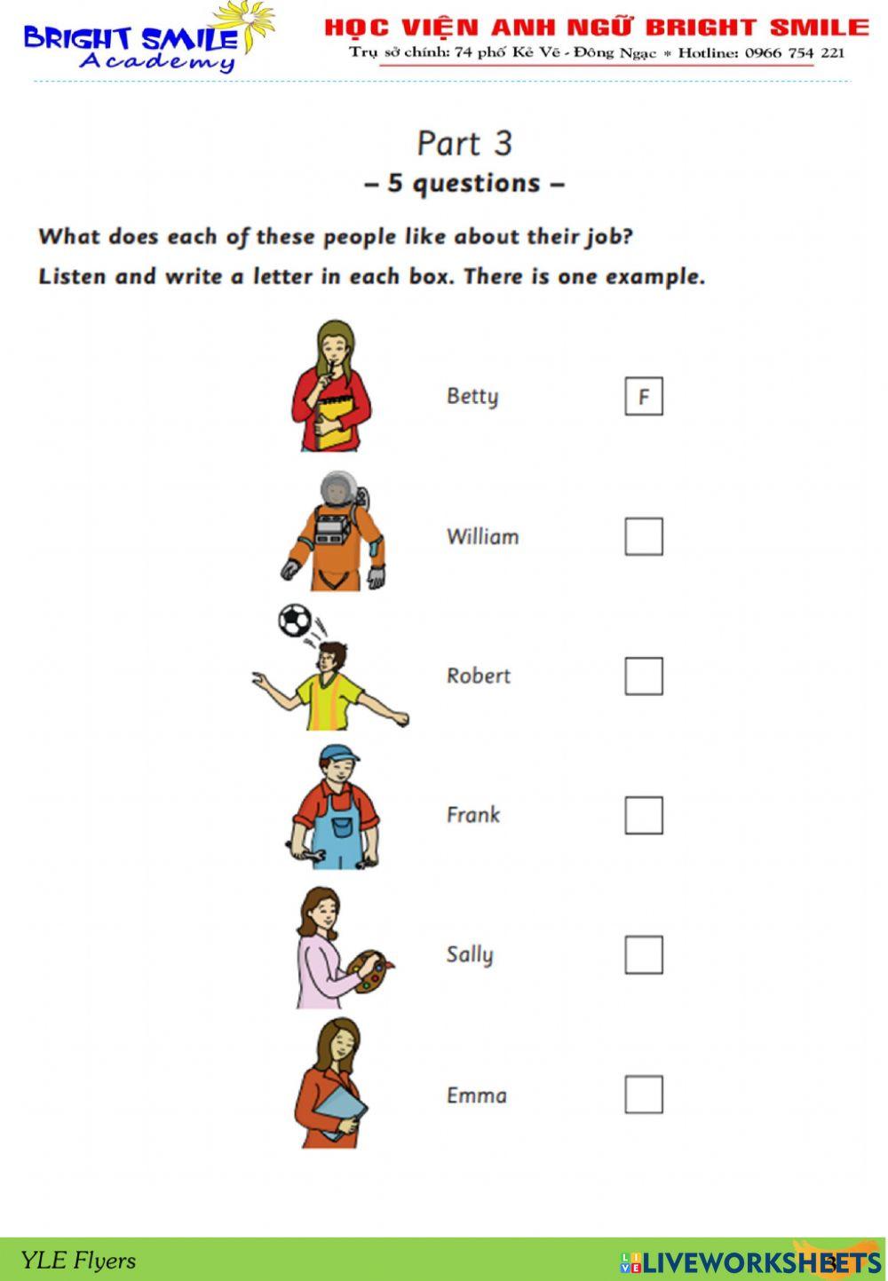 FLYERS MOCK TEST 3 - LISTENING 2433650 | Bright_Smile