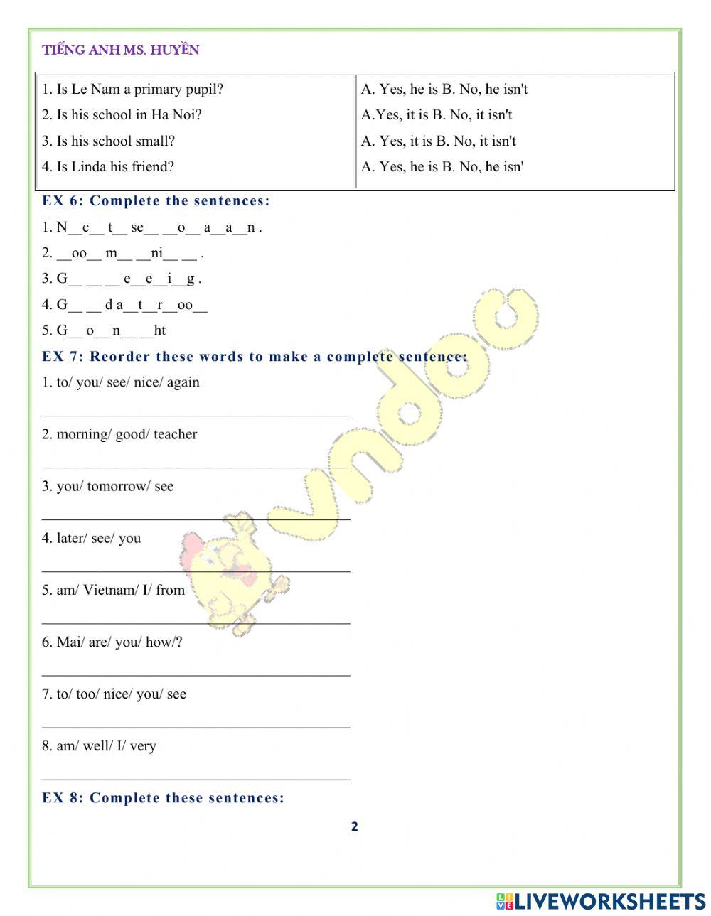 E4. unit2 worksheet | Live Worksheets