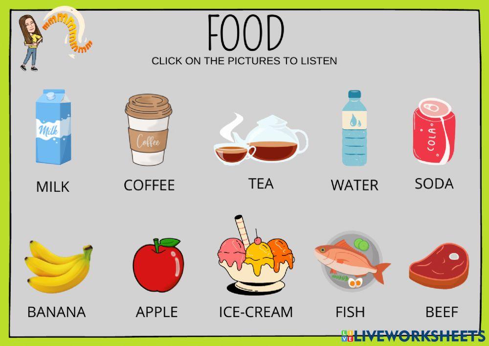 Food online exercise for First Grade | Live Worksheets