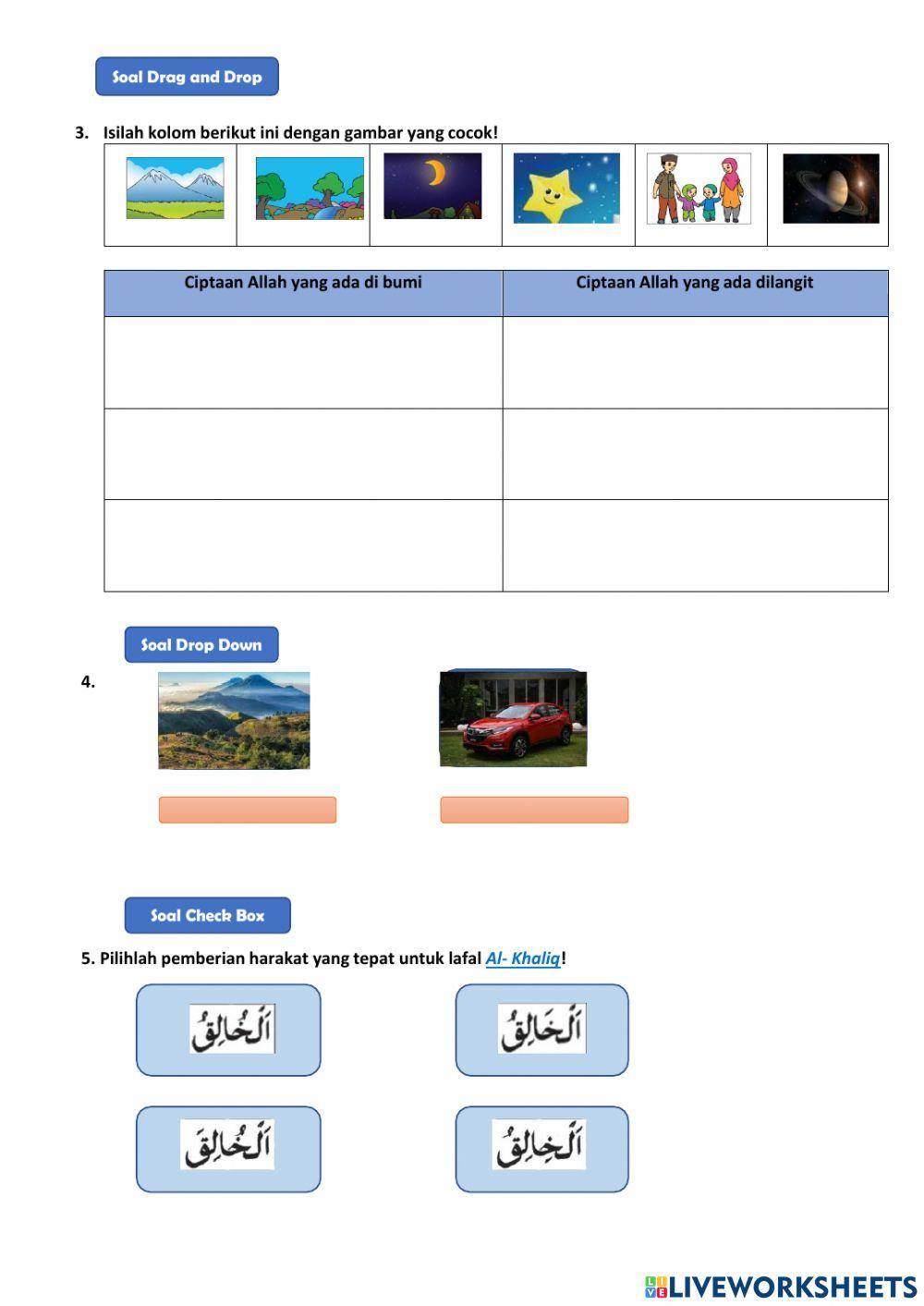 Allah Maha Pencipta online activity | Live Worksheets