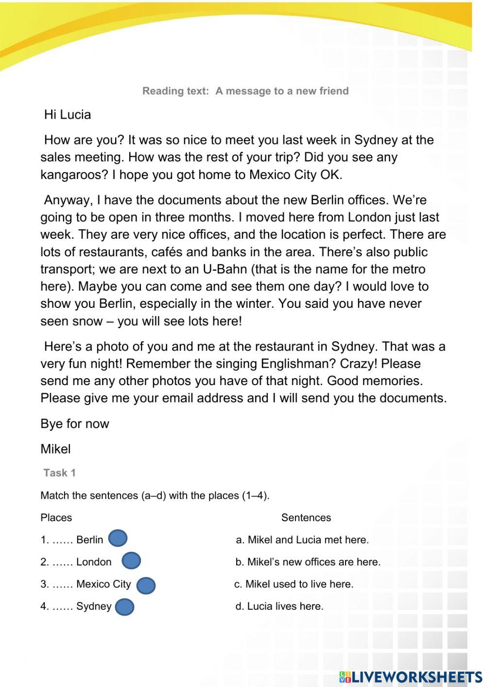 Text 4 worksheet | Live Worksheets