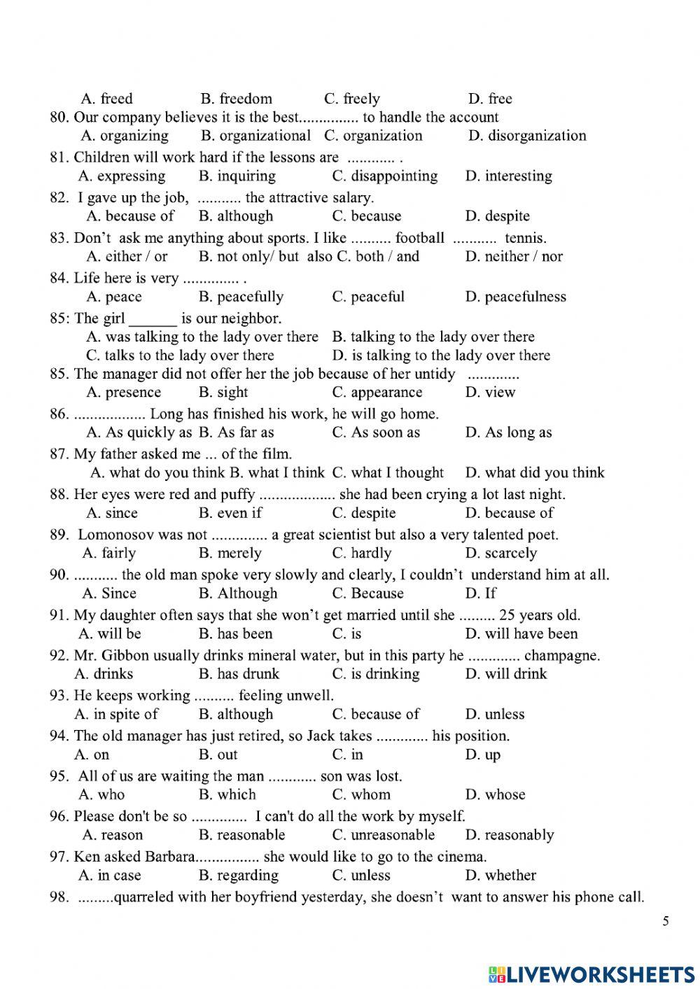 Test 2 - English interactive worksheet | Live Worksheets