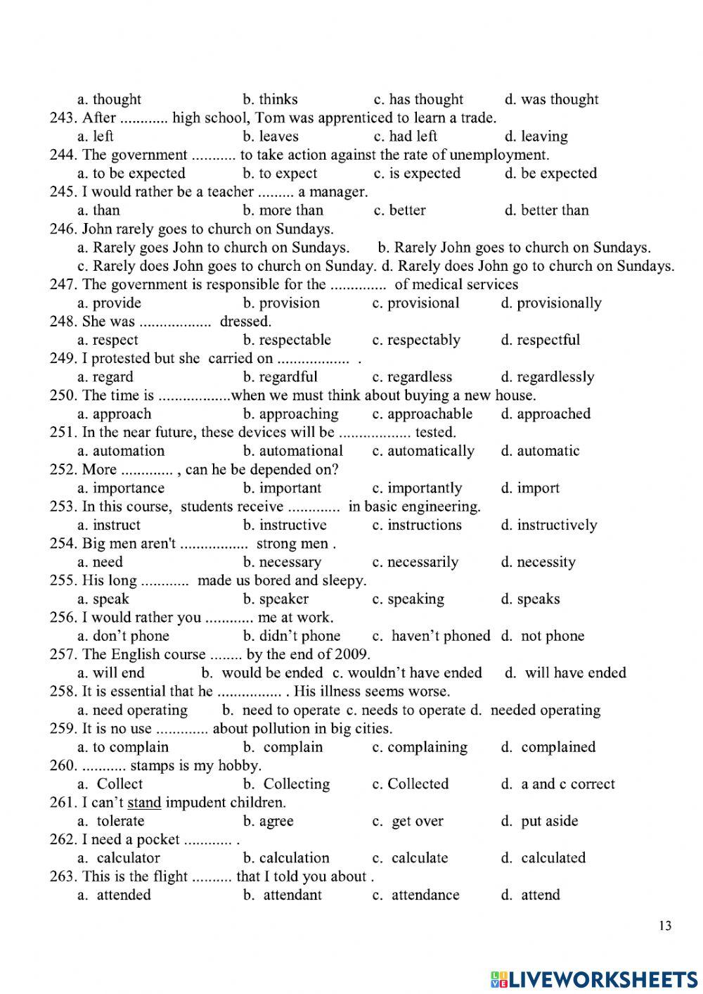 Test 4 - English interactive worksheet | Live Worksheets