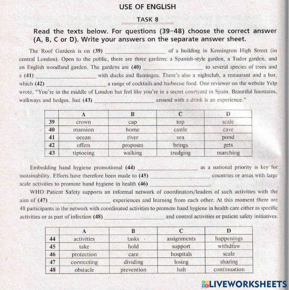 Use of English Extra 1-2 worksheet | Live Worksheets