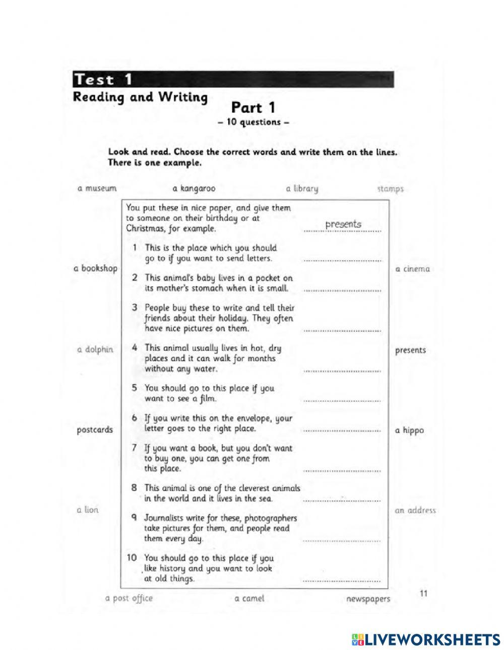 Flyers 4-reading-test 1 2146484 | Ly Ita | Live