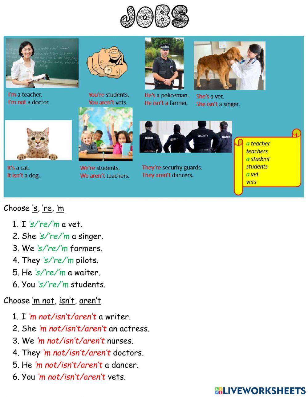 Jobs online exercise for 6TH | Live Worksheets