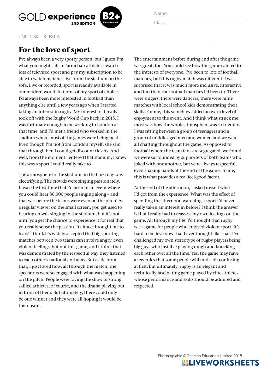 6901049 | Gold Experience B2+ Reading U1 | Lulu_Go