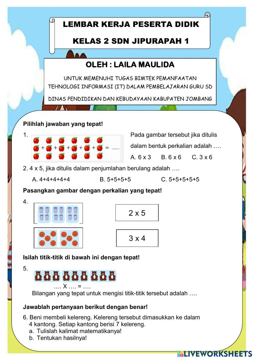LKPD Matematika Kelas 2 | Live Worksheets