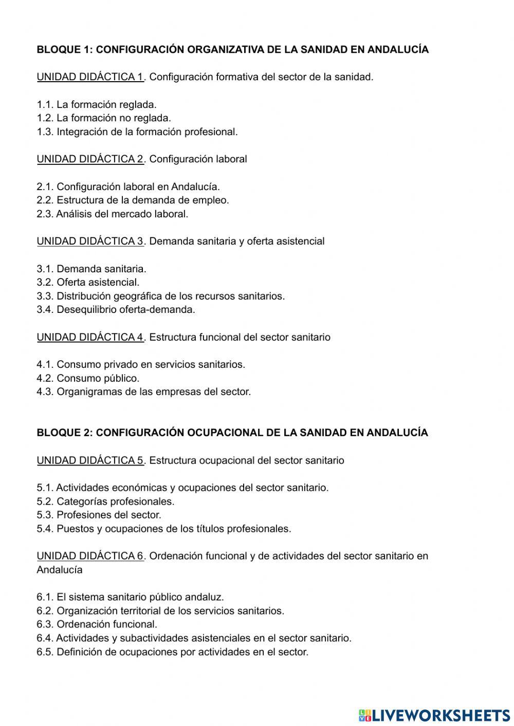 Programa tcae-ssa worksheet | Live Worksheets