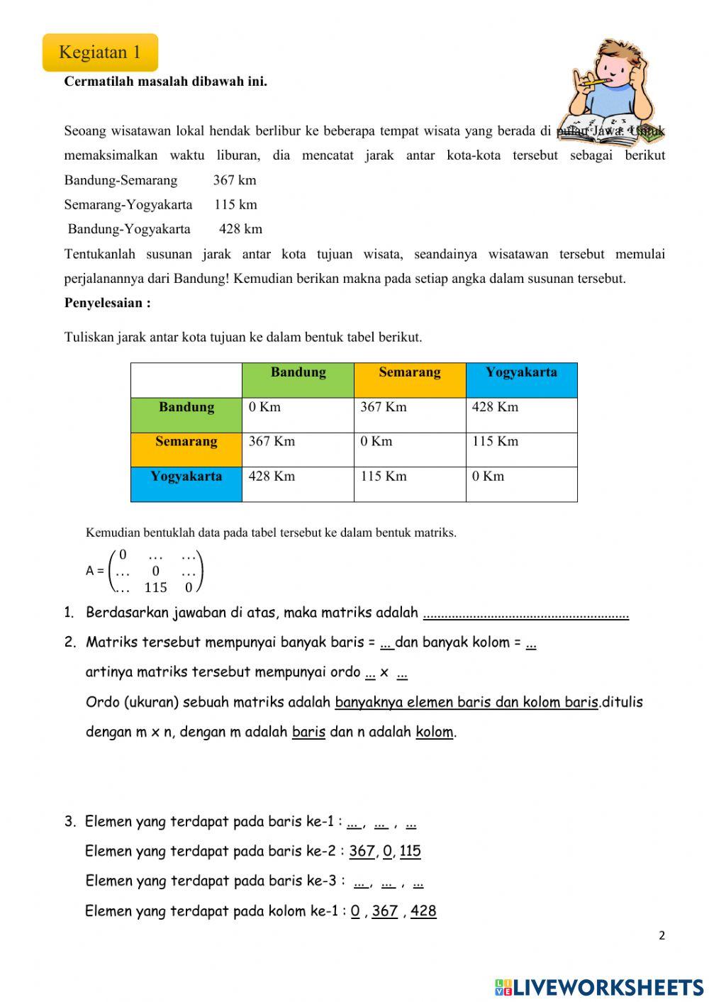 Lkpd jenis-jenis matriks worksheet | Live Worksheets