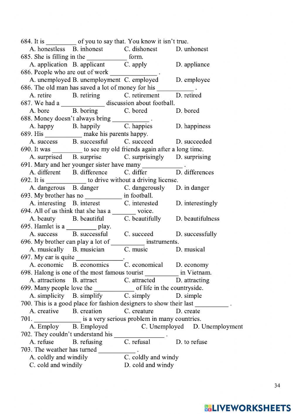 Test 9 - English interactive worksheet | Live Worksheets