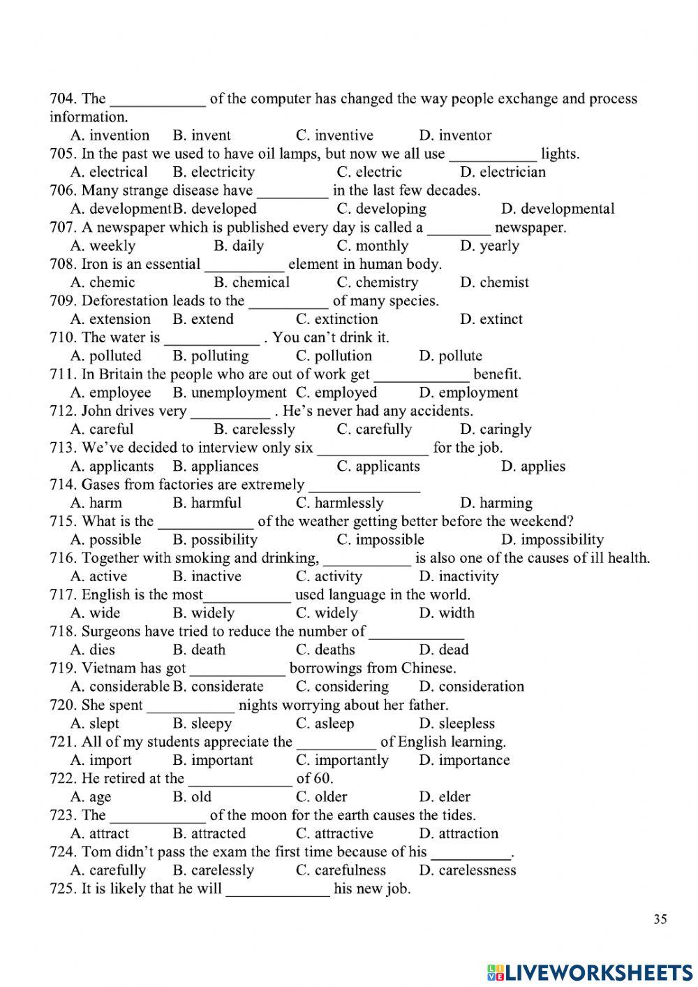 Test 9 - English interactive worksheet | Live Worksheets