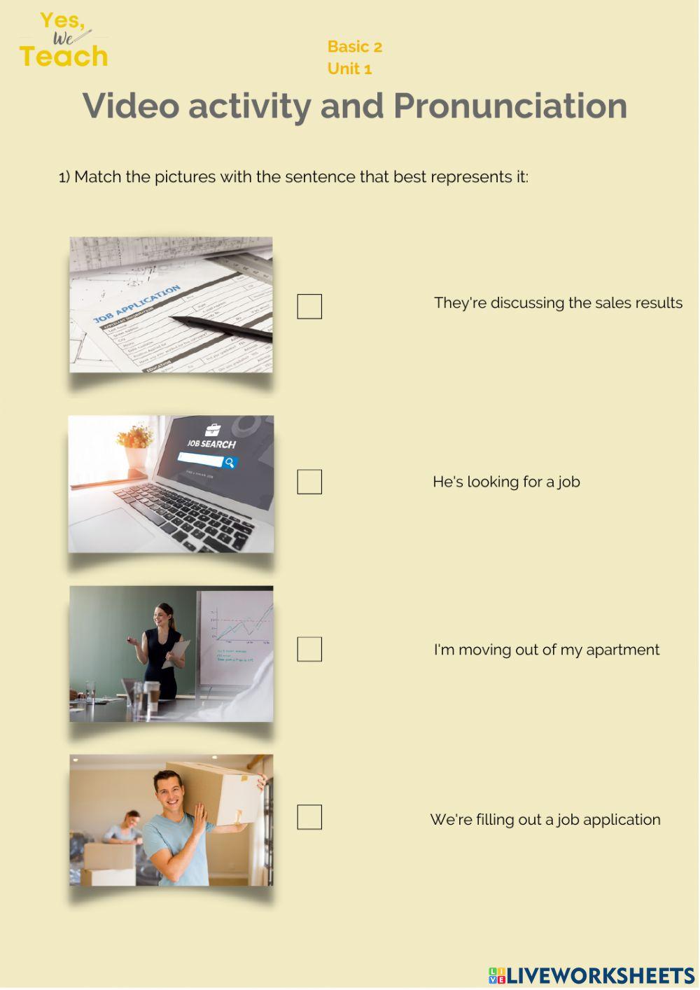 YWT- Basic2-Unit1-VideoandPronunciation worksheet | Live Worksheets