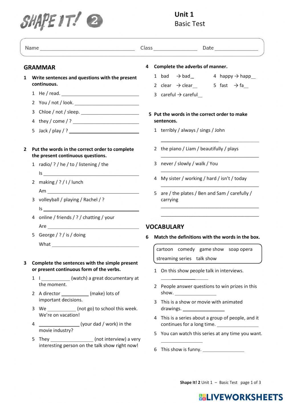 Shape it 2 Test… | Free Interactive Worksheets | 2435389