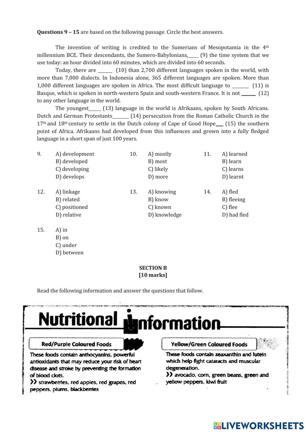 Grade 9 English | Free Interactive Worksheets | 2131517