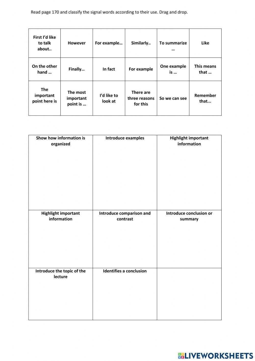 4T - TTS - Skill - Cohesive Device online exercise for | Live Worksheets