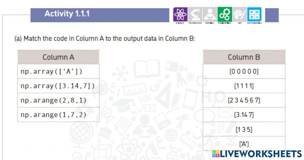 2422761 | Activity 1.1.1B | Reham | LiveWorksheets