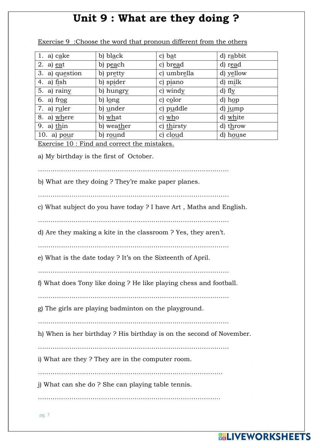 Grade 4 - unit 9 interactive worksheet | Live Worksheets