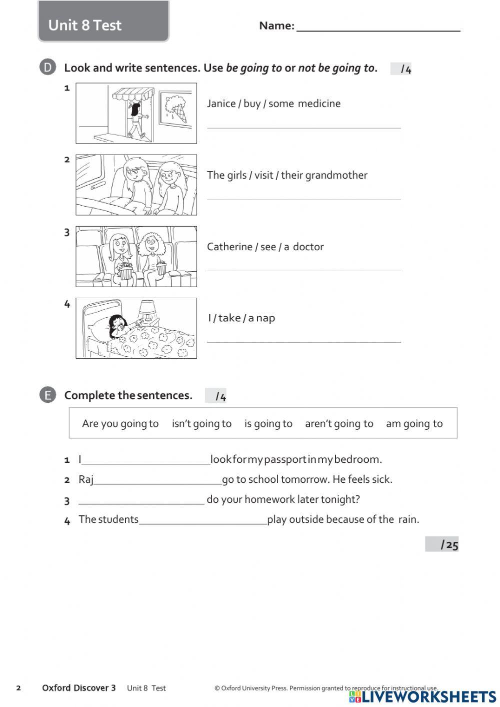 Unit test 8 - OD3 worksheet | Live Worksheets