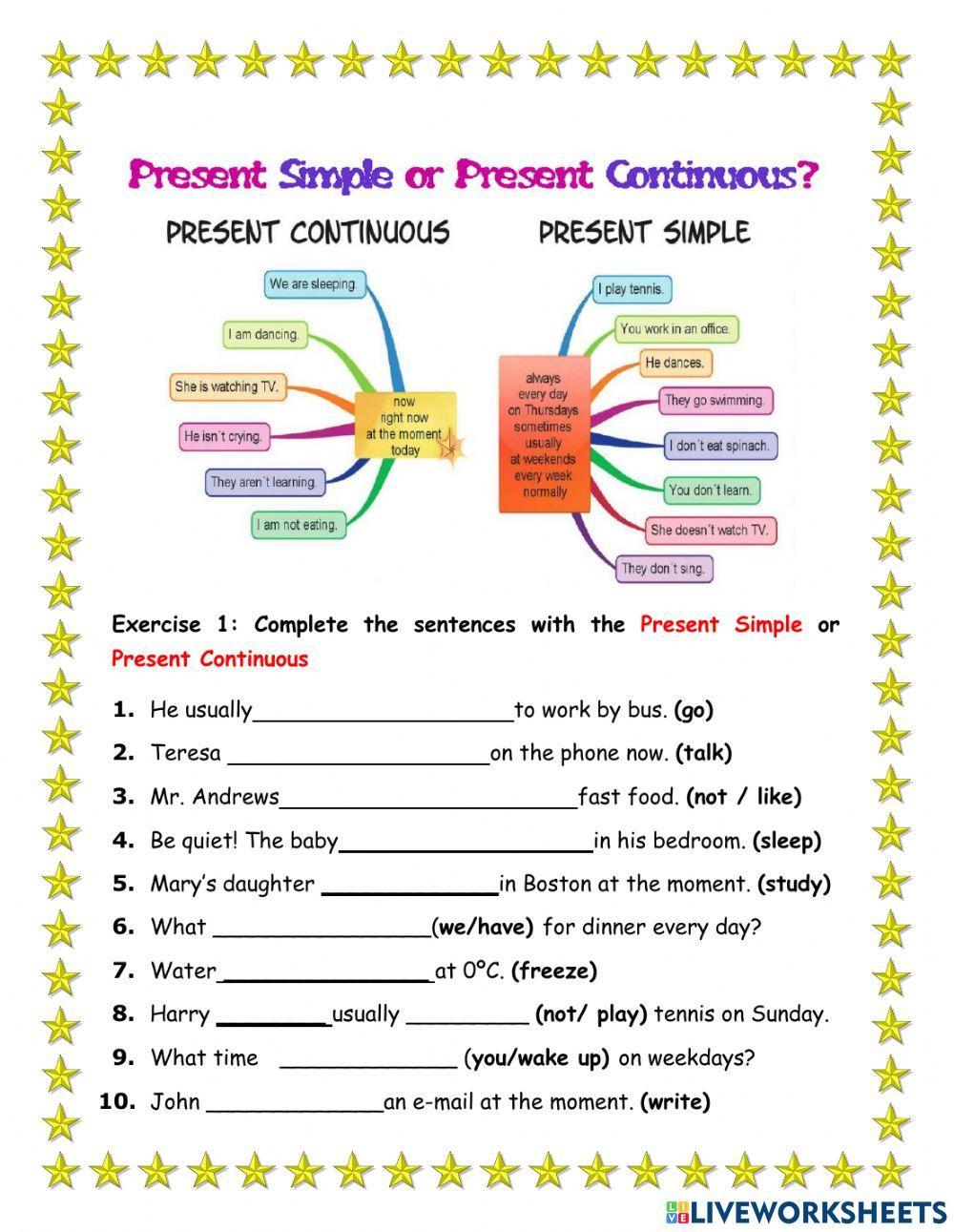 Present Simplepresent Continuous Ficha Interactiva Y Descargable ... Present Simplepresent Continuous Ficha Interactiva Y Descargable ...