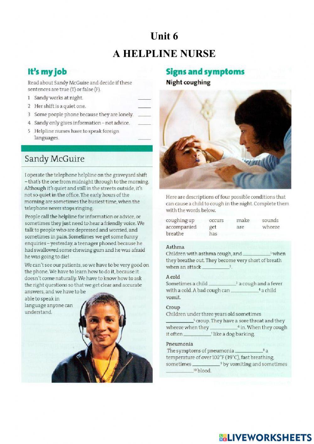 Helpline nurse | Free Interactive Worksheets | 6904044
