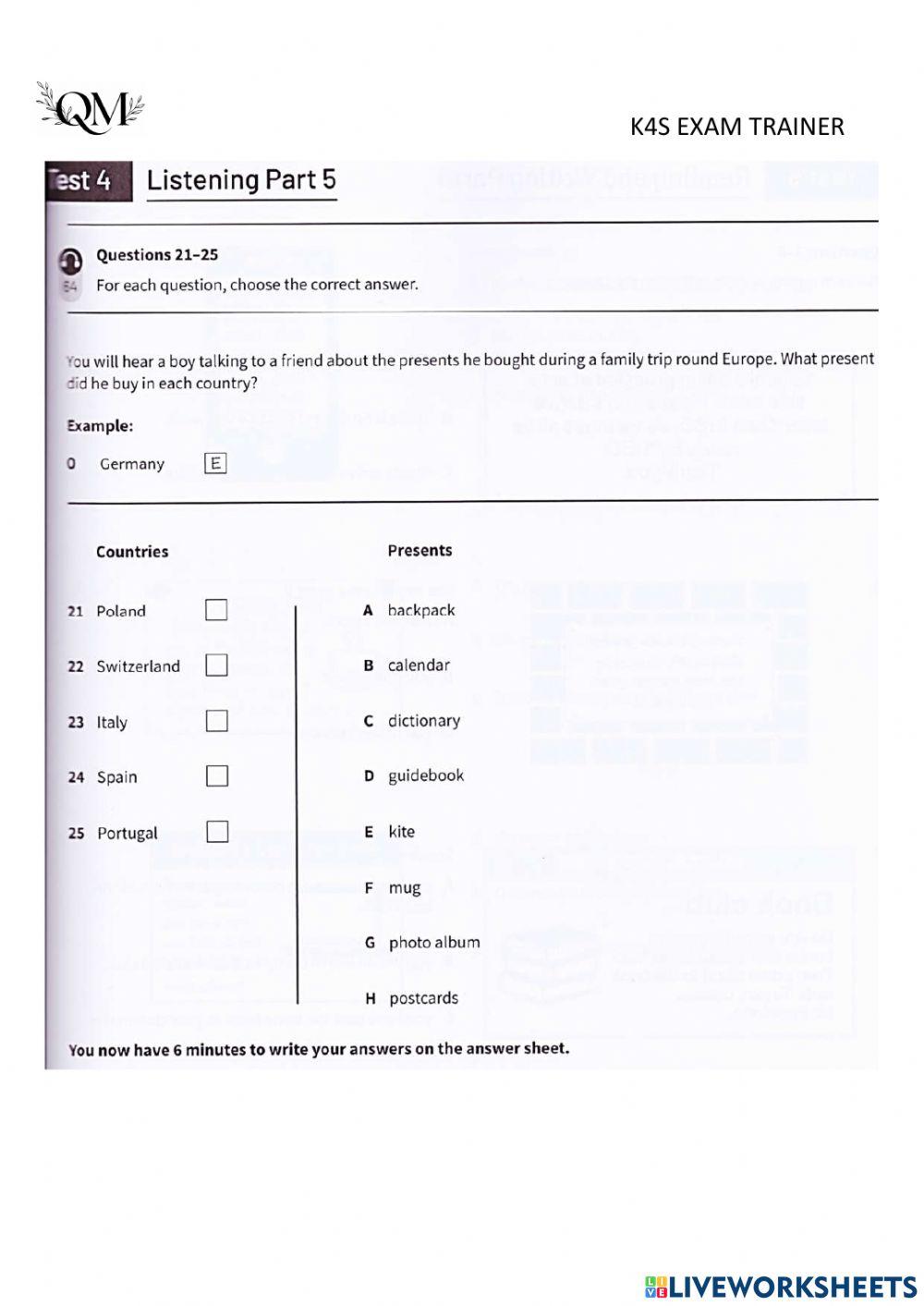 K4st-lis test 4 worksheet | Live Worksheets