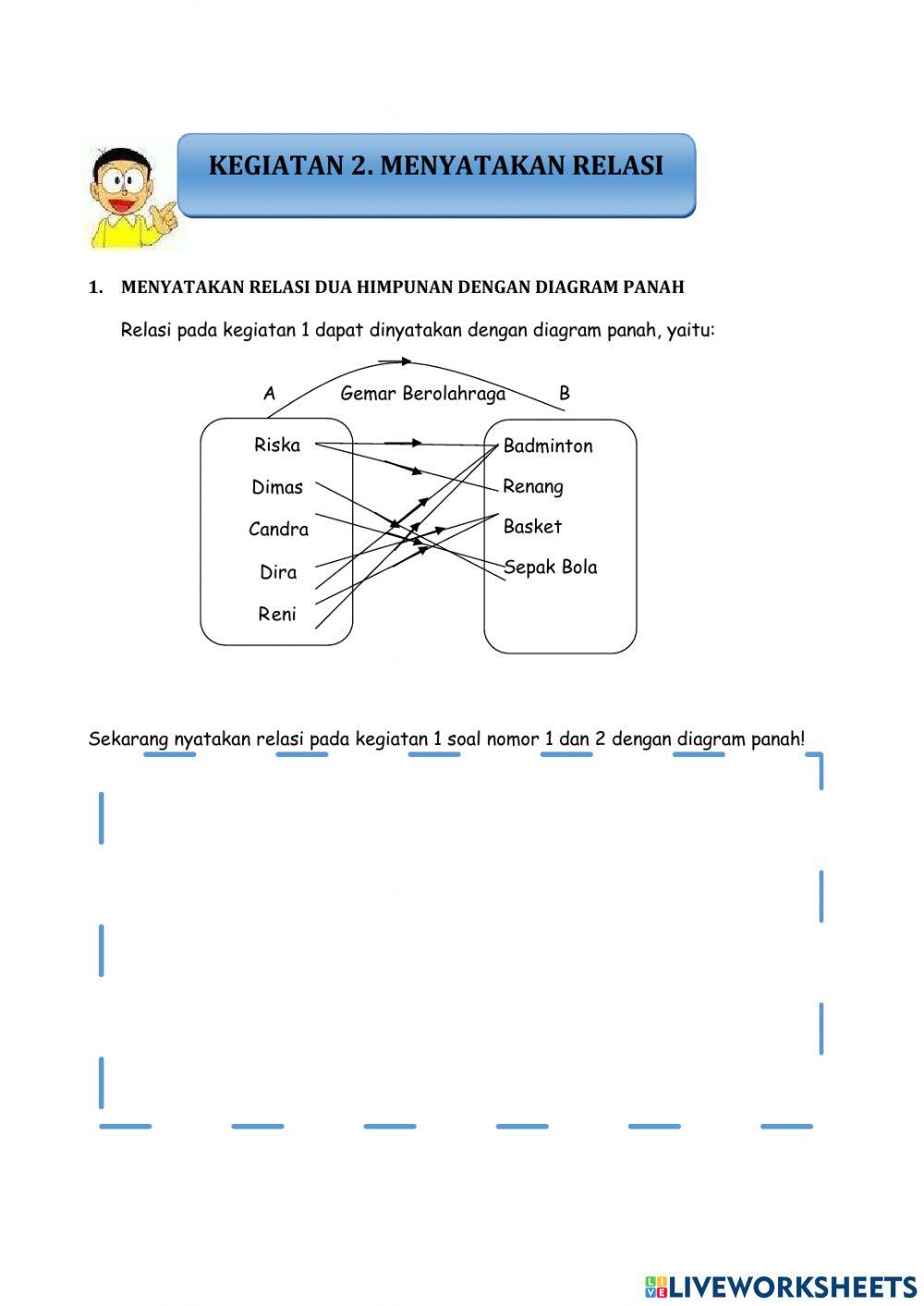 LKPD Relasi dan Fungsi interactive exercise | Live Worksheets