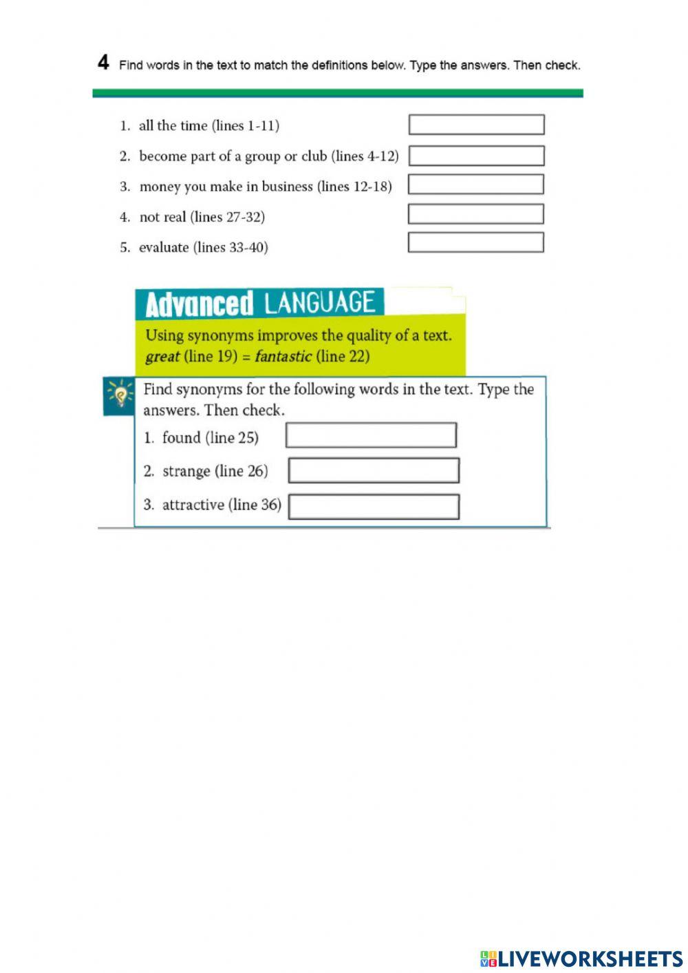 Reading page 12… | Free Interactive Worksheets | 6901584