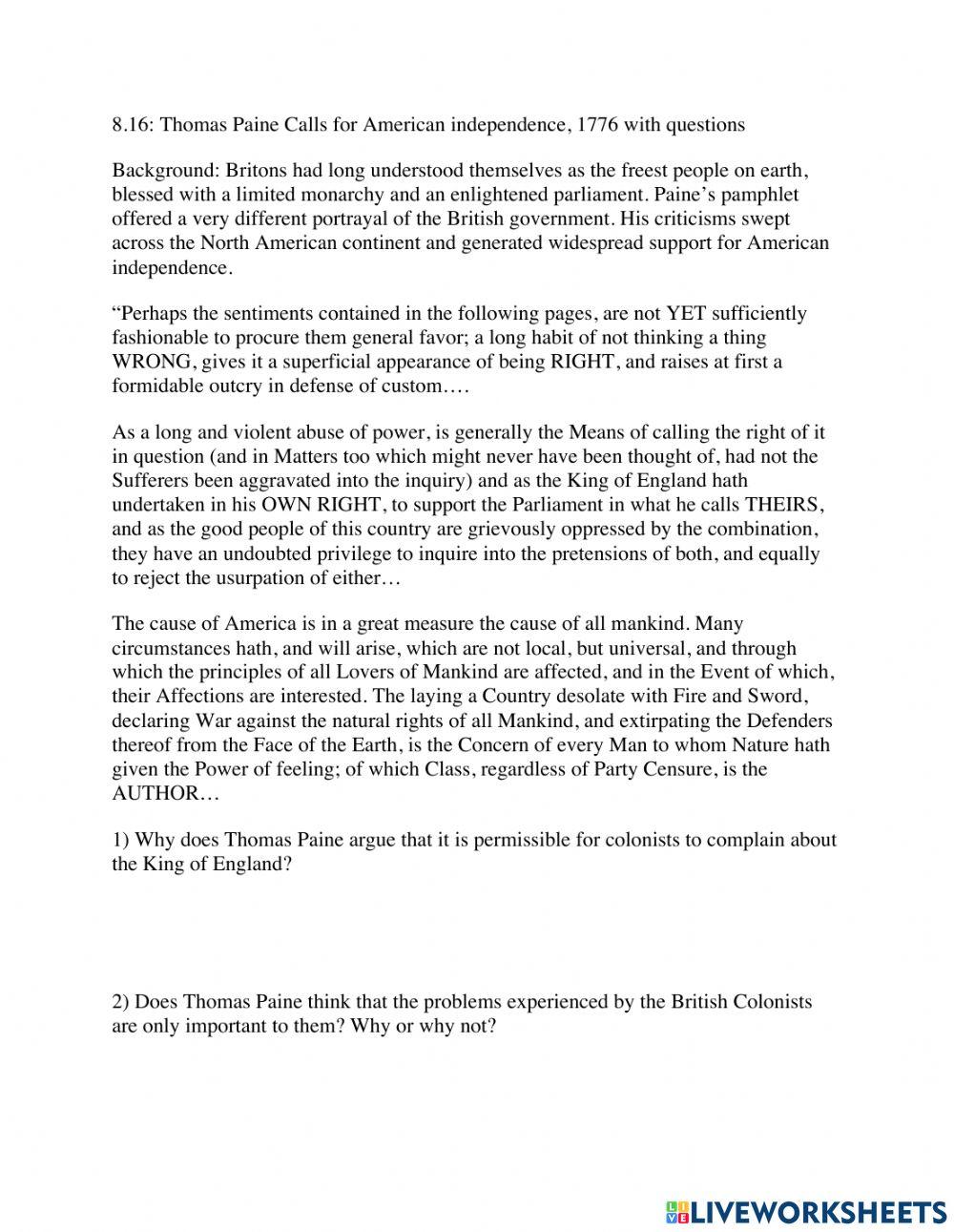 Common sense online exercise for | Live Worksheets