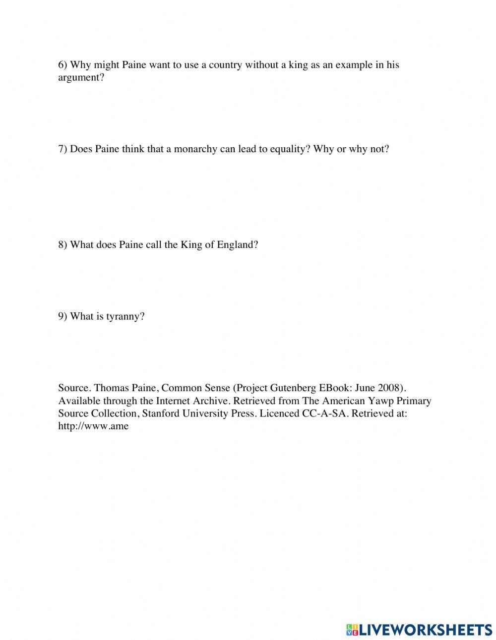 Common sense online exercise for | Live Worksheets