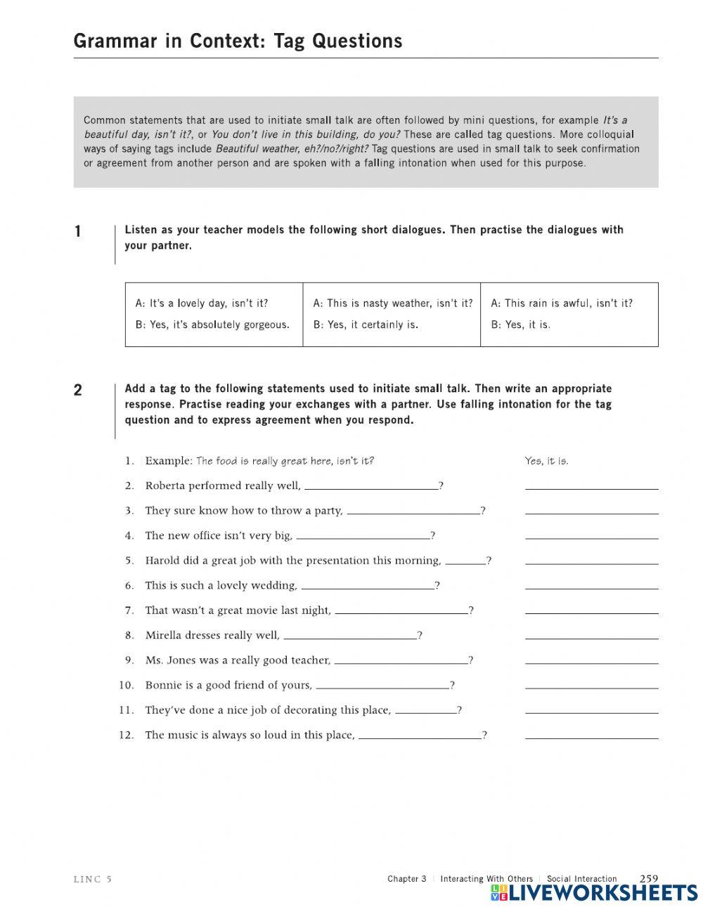 2150319 | Grammar in Context: Tag Questions | JREwing