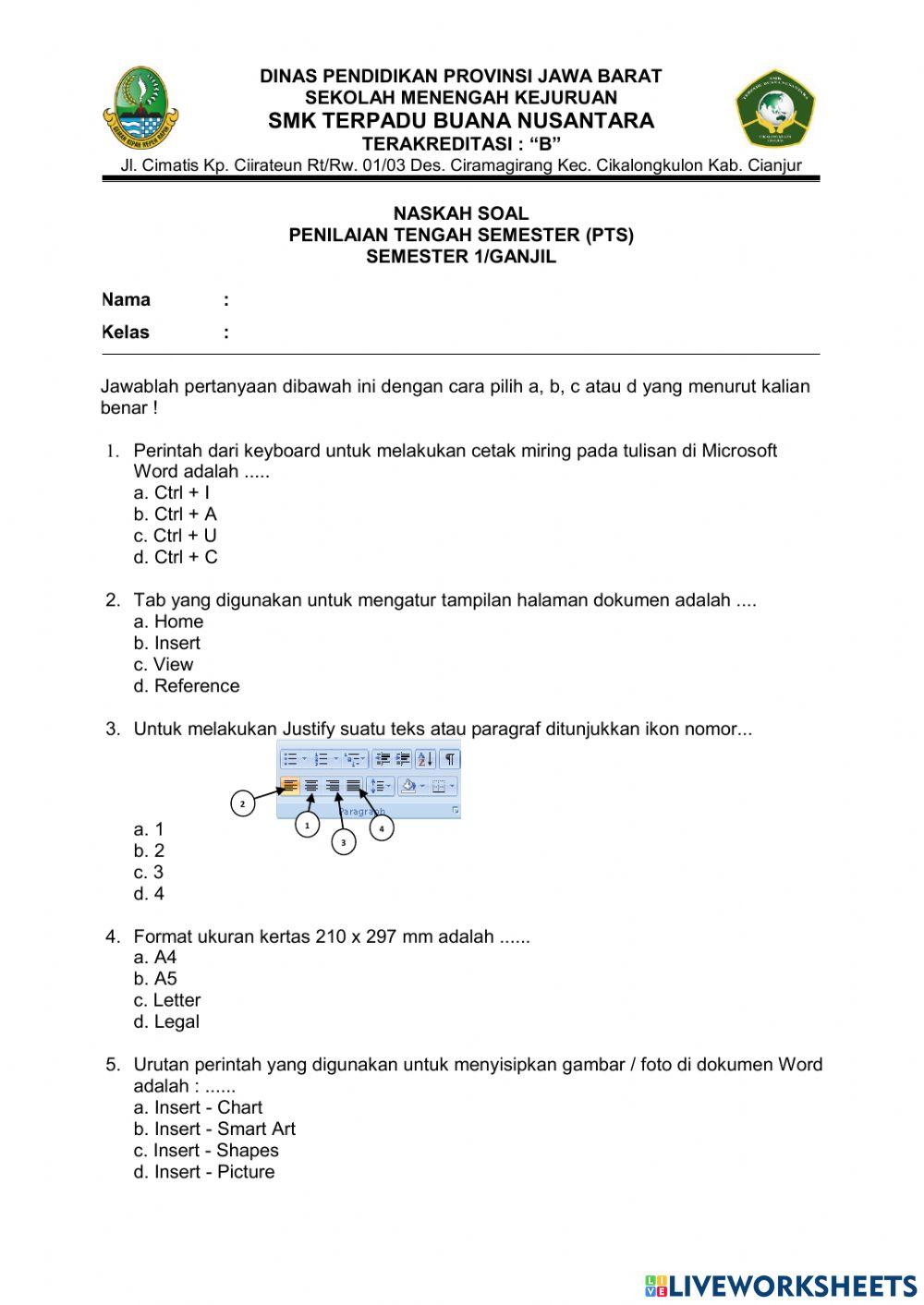 Soal PTS SIMDIG BN worksheet | Live Worksheets