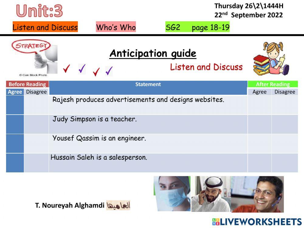 Sg2 U3 Whos Who Page 18 And 19 Anticipation Guide 6901845 