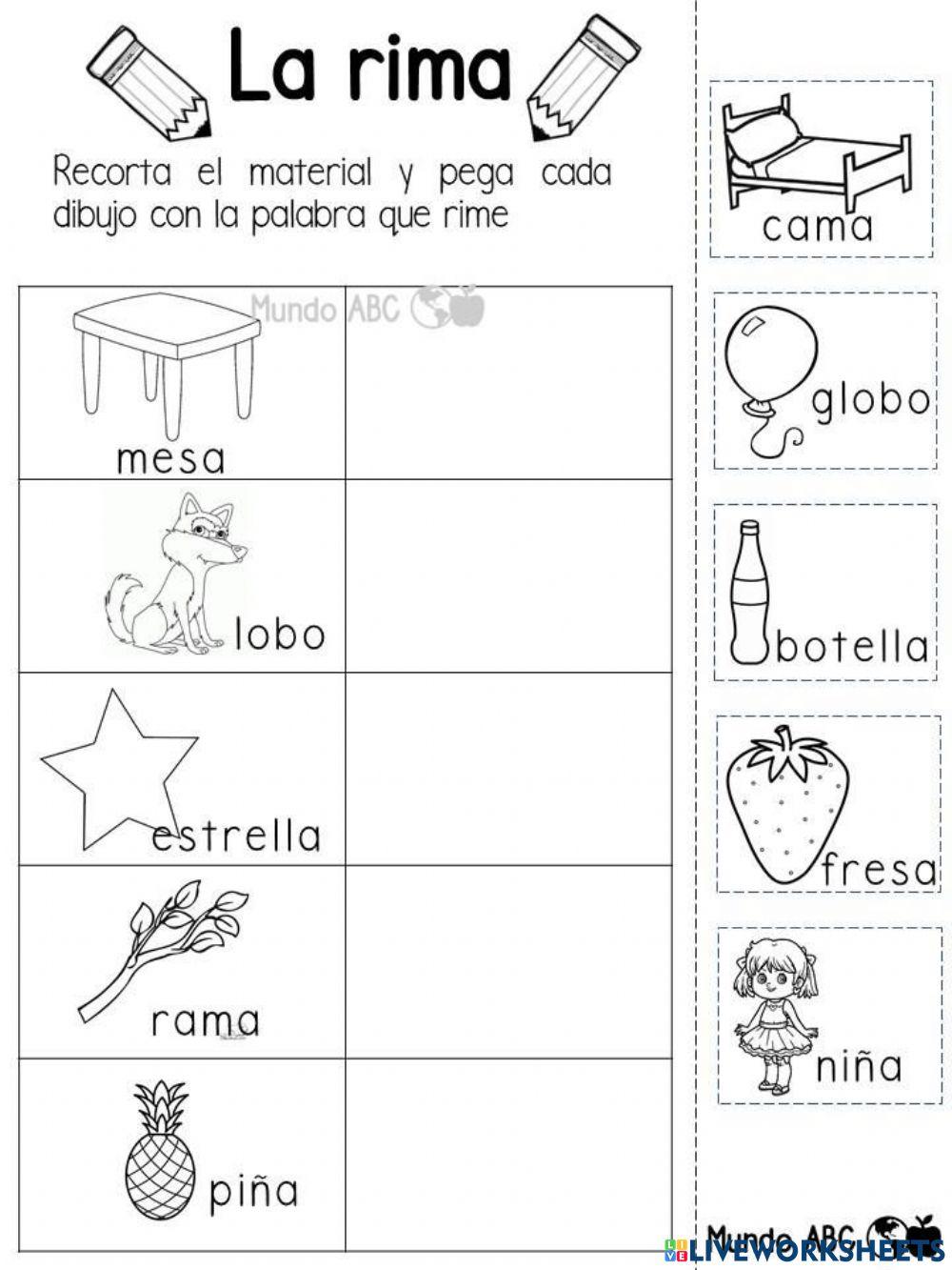 Rimas online exercise for 3 preescolar | Live Worksheets
