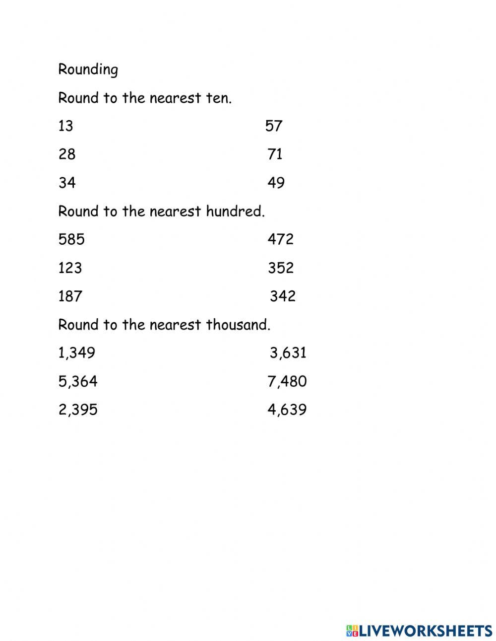 Rounding 2151413 | concha Ramirez | Live Worksheets