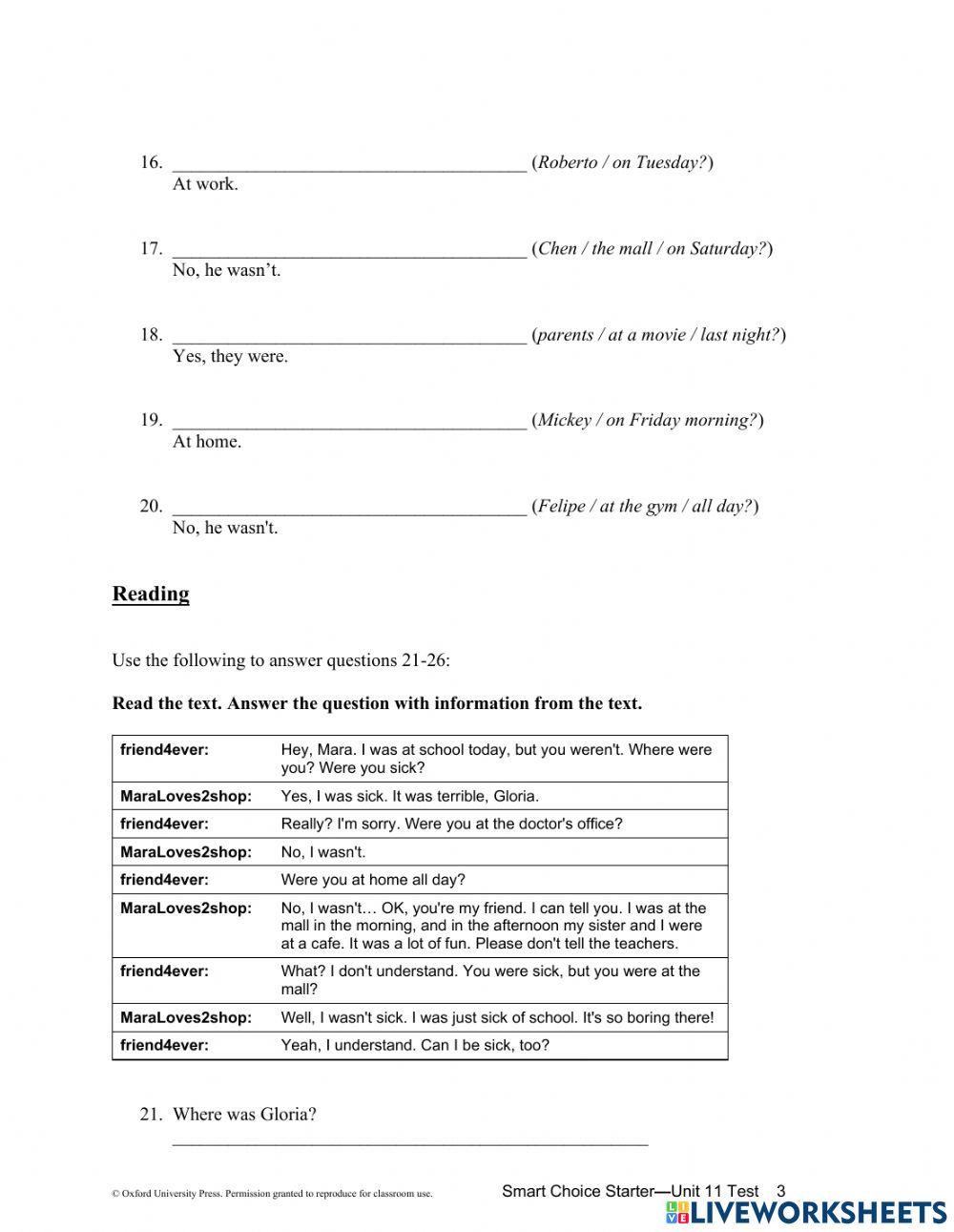 Unit 11 online exercise for | Live Worksheets