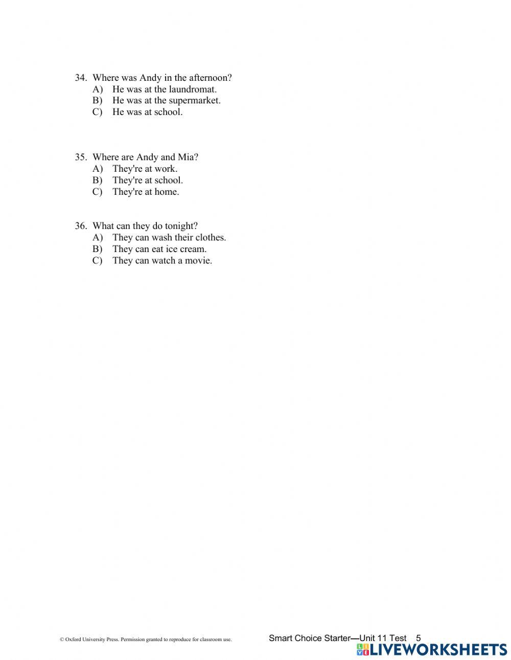 Unit 11 online exercise for | Live Worksheets