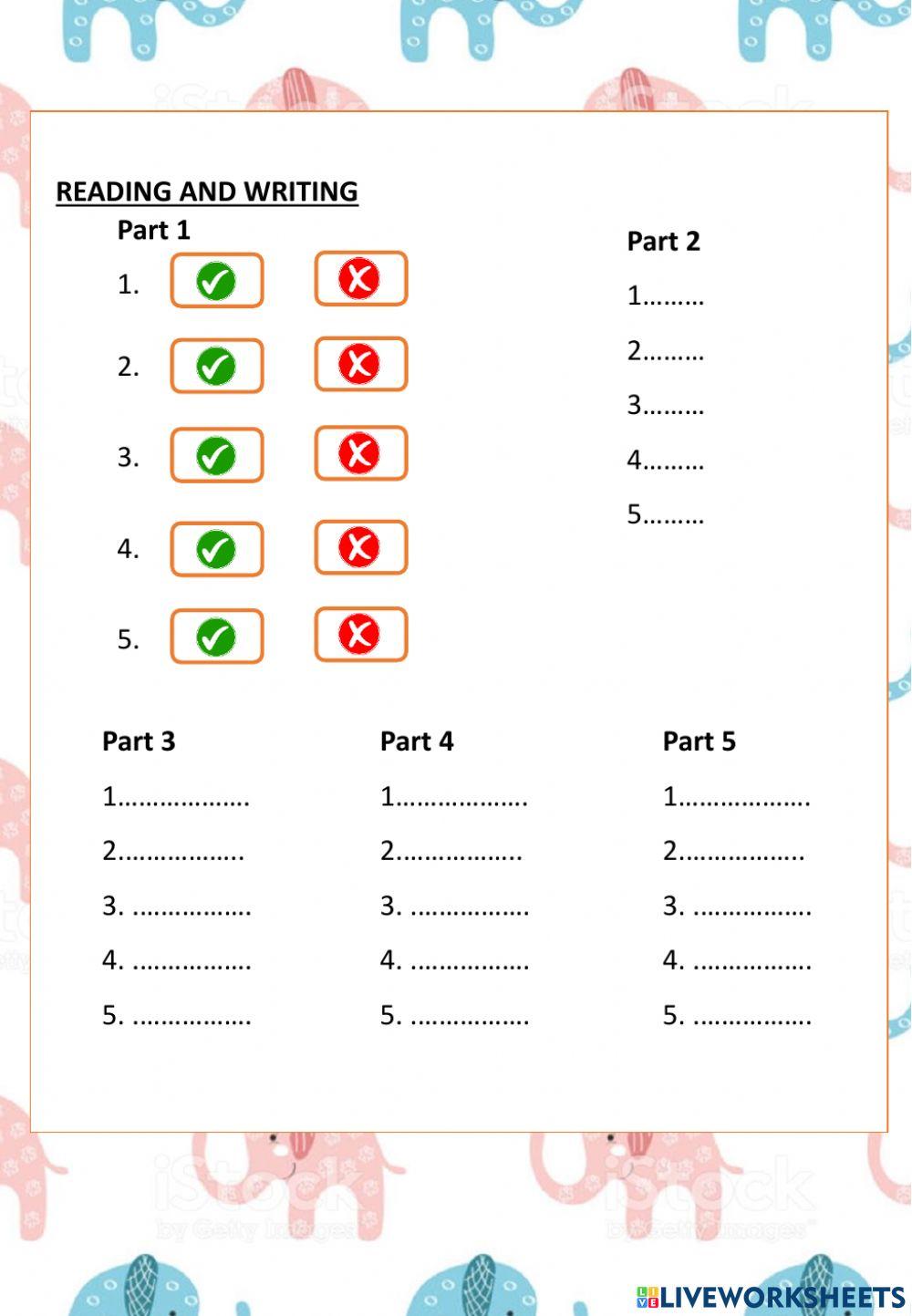 Starter Practise Test Plus Test 2 | LiveWorksheets