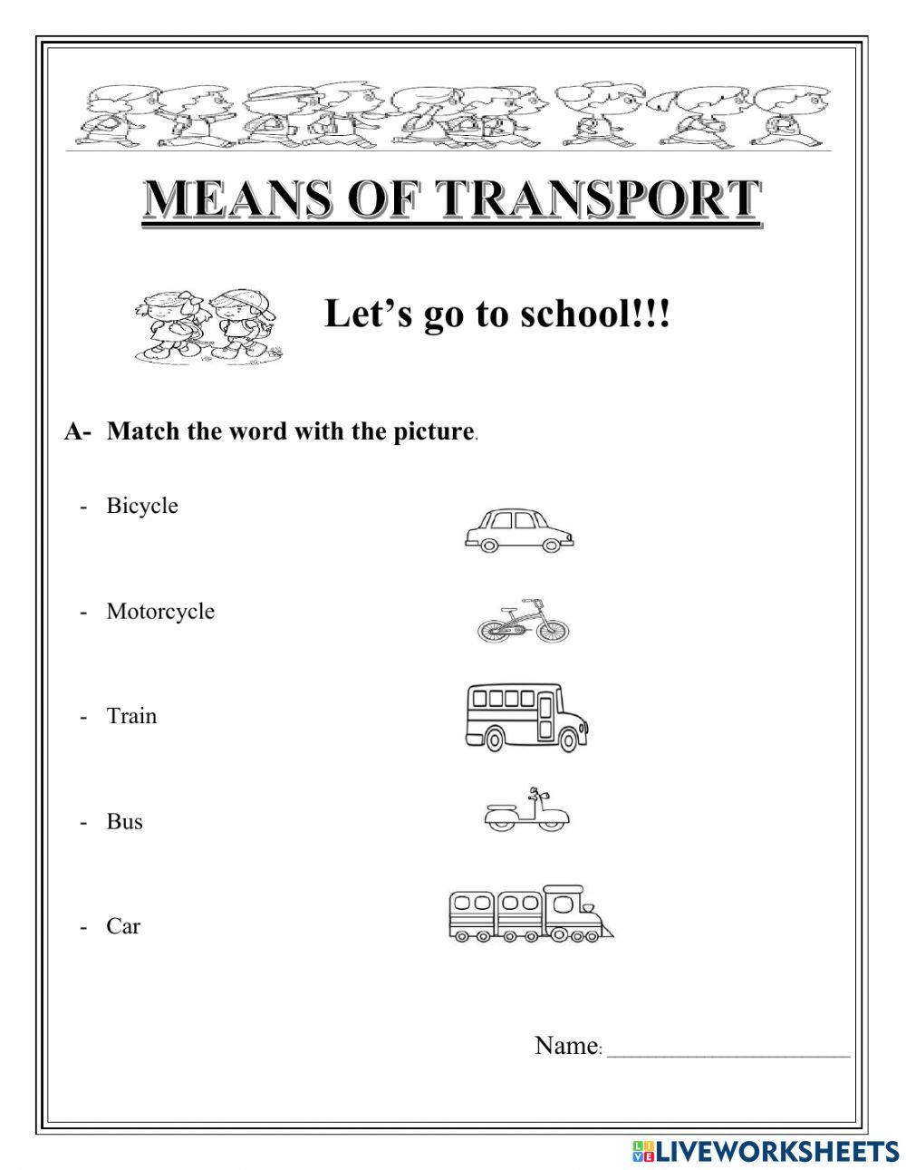 Means of transport online exercise for grade 3 | Live Worksheets