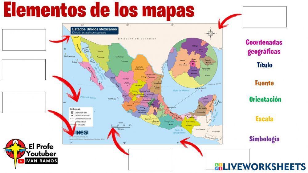 Elementos De Los Mapas Interactive Worksheet Mapas Mapa De Mexico ...
