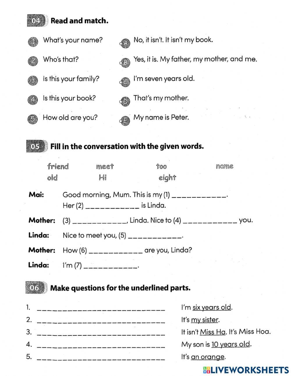 G3-review u2 how old are you listening worksheet | Live Worksheets